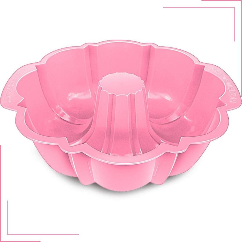 Forma de Pudim e Gelatina Rosa de Plástico 1,8L - INJETEMP - Formas e ...
