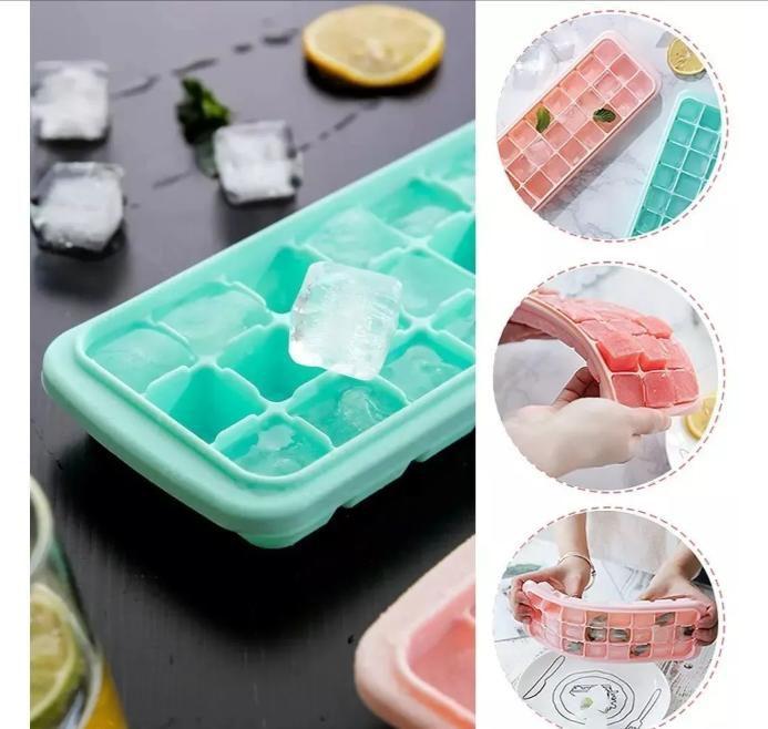 Forma Gelo com Tampa Silicone 24 cubos Flexível Livre de Bpa - Usze ...