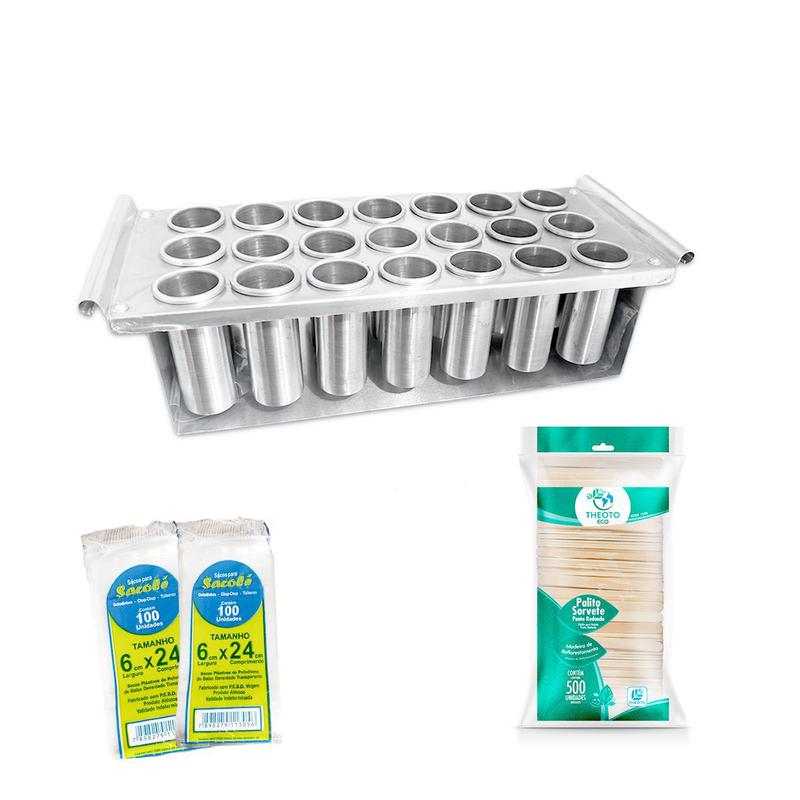 Forma Picoleteira de 21 Cavidades +500 Palitos + 500 Sacos 6x24 ...