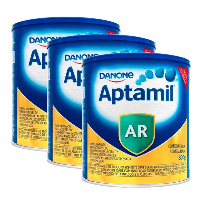 Fórmula Infantil Aptamil AR 800g - Kit com 3 unidades - Danone - Fórmula Infantil - Magazine Luiza
