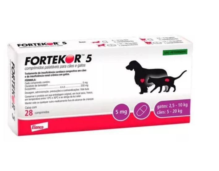 Fortekor 5 Mg Com 28 Comprimidos Palatáveis - Elanco - Farmácia Pet ...