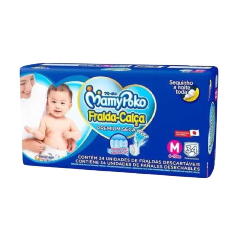 Fralda Calça Mamypoko Super Seca Azul 1 Pacote Tamanho M Com 34 ...