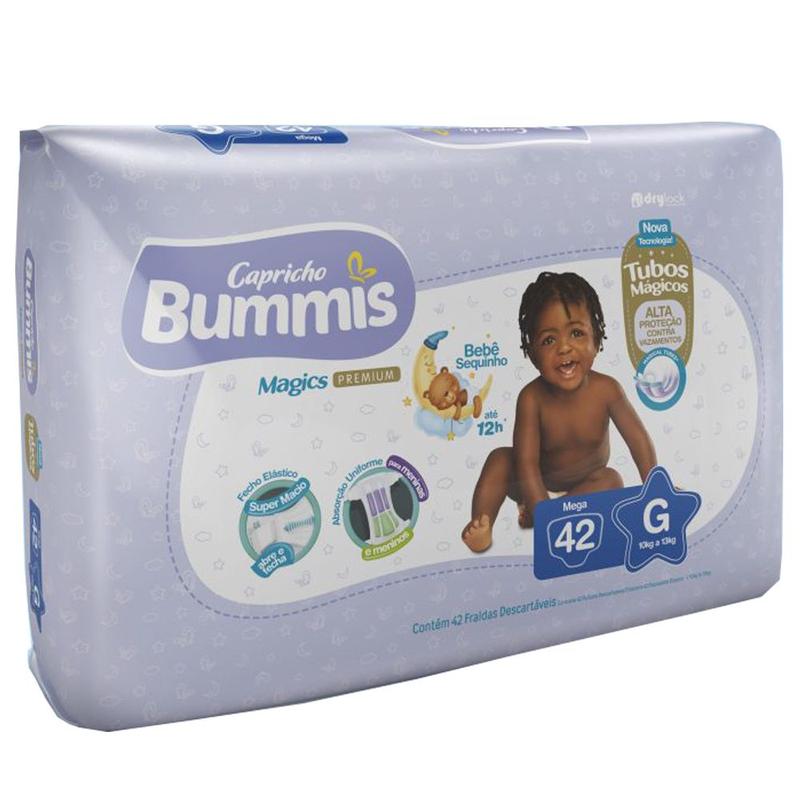 Fralda Descartável Capricho Bummis Premium Mega G 42 Unidades 13 a 19kg - Fralda Descartável ...