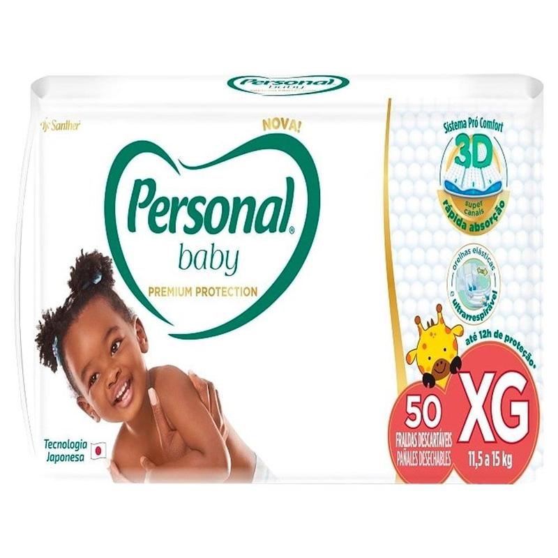 Fralda Descartável Personal Baby Premium Hiper XG - 4 Embalagens com 50 ...