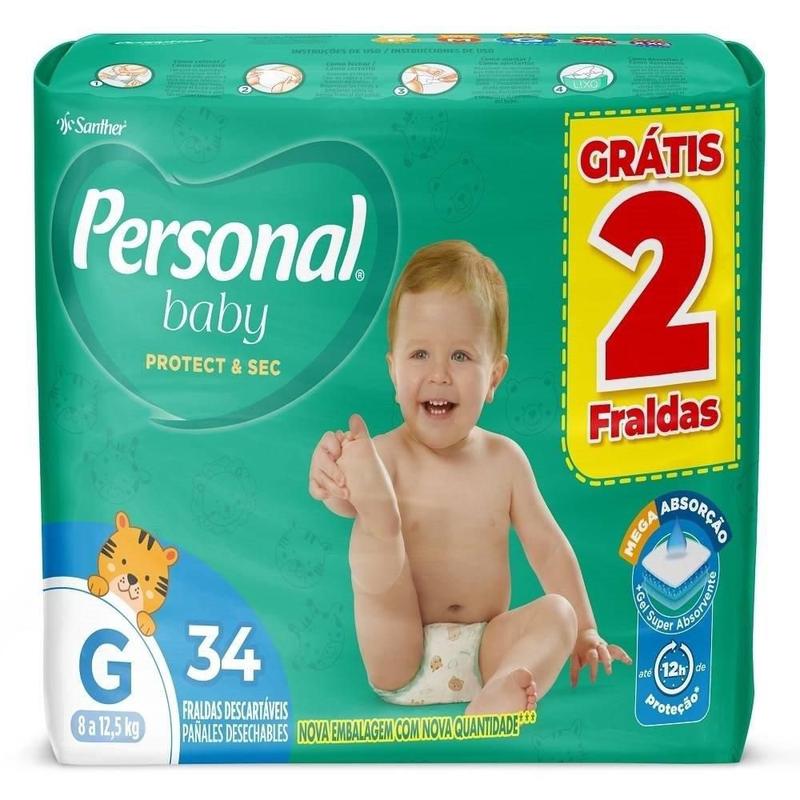 Fralda Descartável Personal Soft & Protect Mega Tamanho G - 9 Pacotes ...