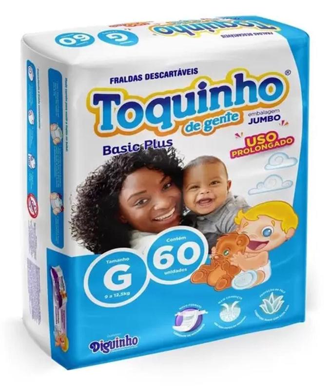 Fralda Descartável Toquinho de Gente Basic Plus Tamanho G - 60 Tiras ...