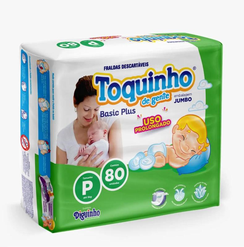 Fralda Descartável Toquinho de Gente Basic Plus Tamanho P - 80 Tiras ...