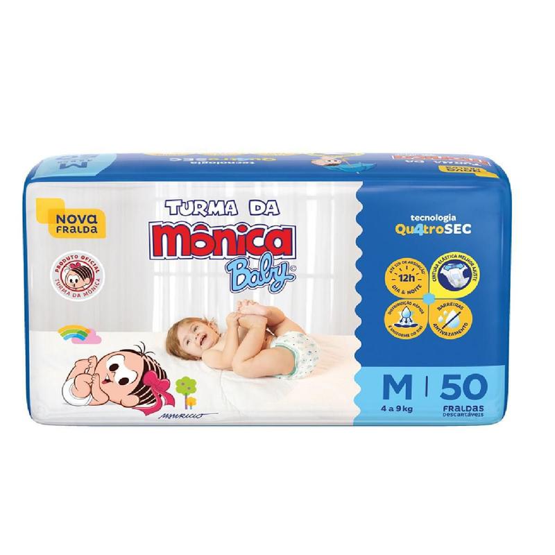Fralda Descartável Turma Da Mônica Baby M Com 50Un - Ontex - Fralda ...