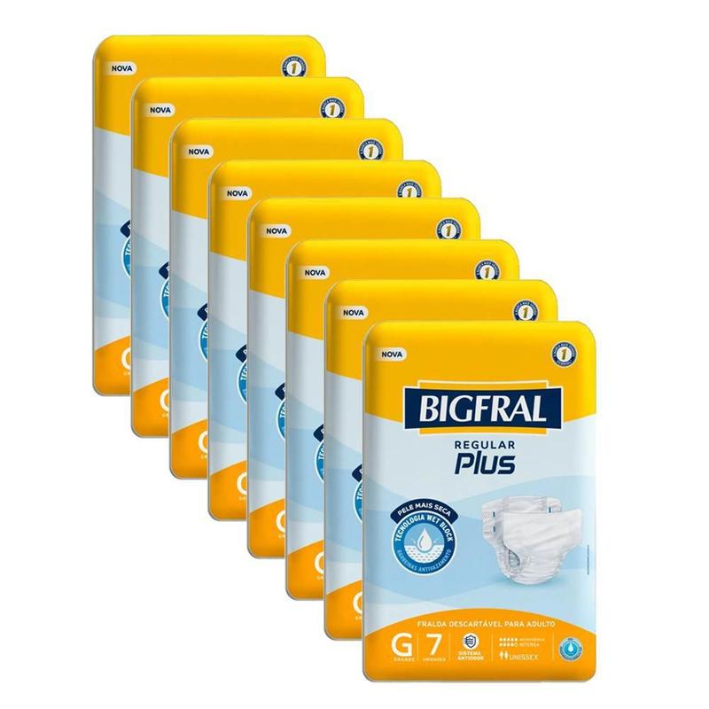 Fralda Geriátrica Bigfral Regular Plus G 7U Kit 8 - Ontex - Fralda ...