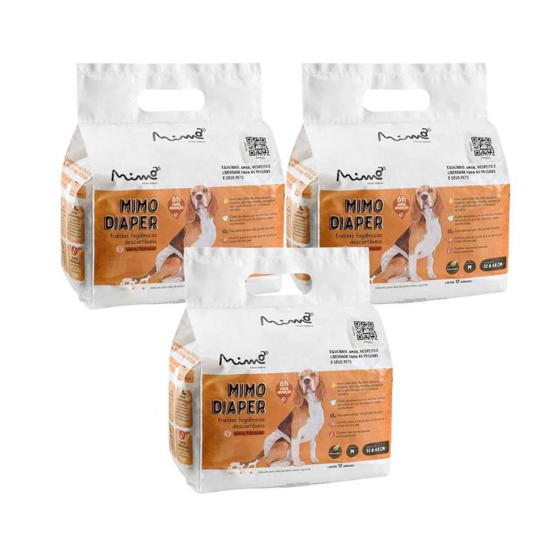 Fralda Higiênica Cães c/ Incontinência Urinária Fêmea M 36un - Mimo - Fralda e Calcinha ...