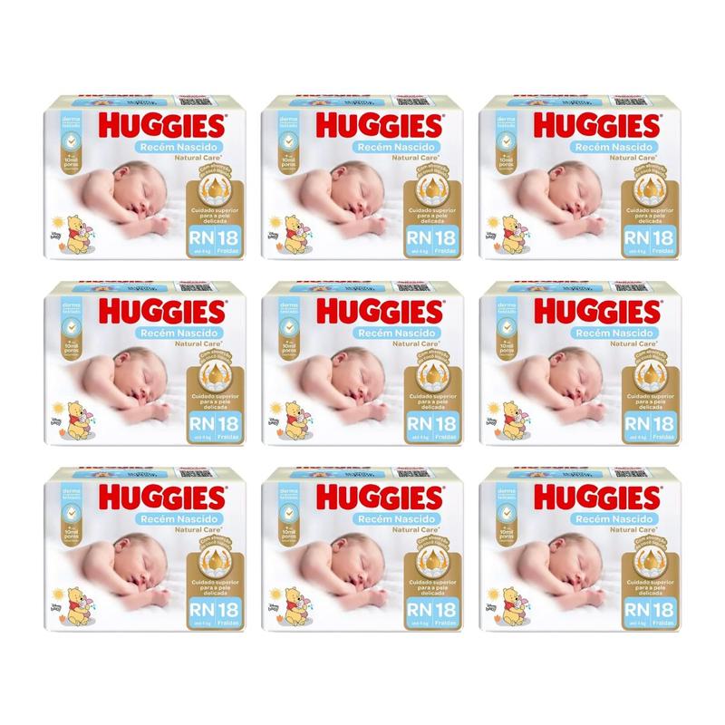 Fralda huggies natural care RN recém nascido com 9 pacotes - Fralda ...