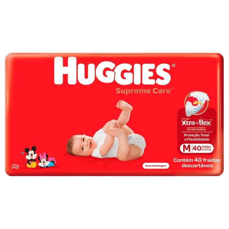 Fralda Huggies Supreme Care M Extra Flex Proteção Total Bebê - Fralda ...