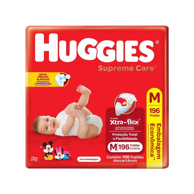Fralda Huggies Supreme Care Ultra Com 196 Tamanho M - Fralda ...