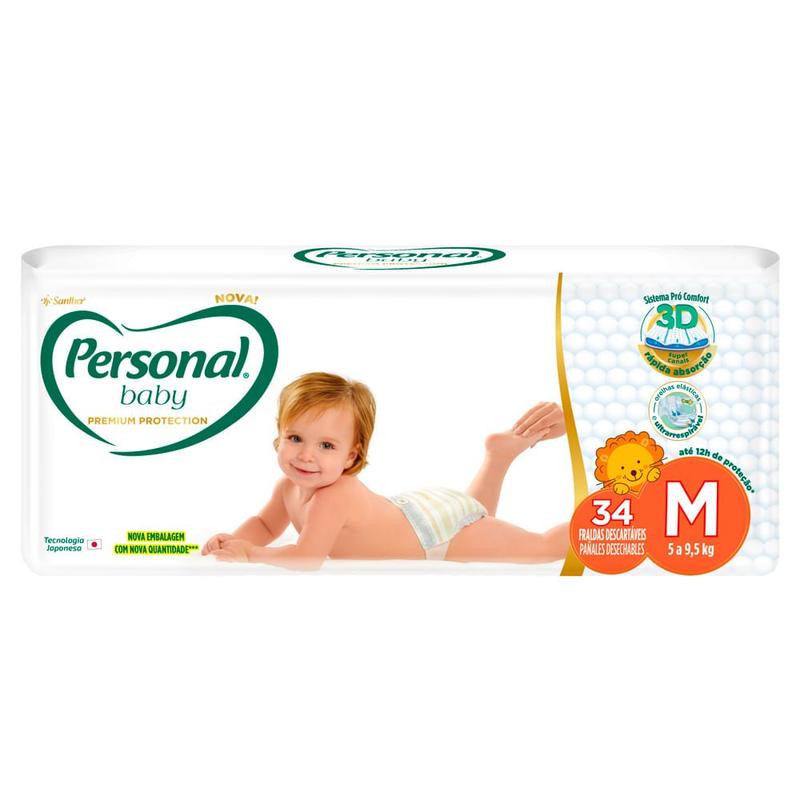Fralda Personal Baby Premium Protection Tamanho M com 34 Unidades ...
