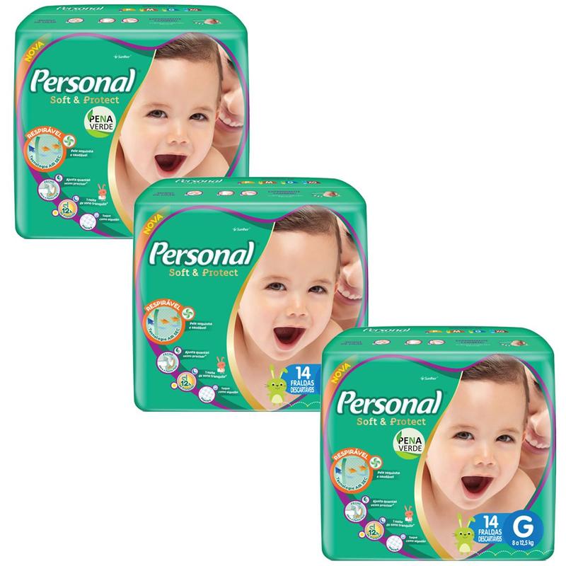 Fralda Personal Baby Protect & Sec Soft Jumbo Kit 3 Pacotes - Fralda ...