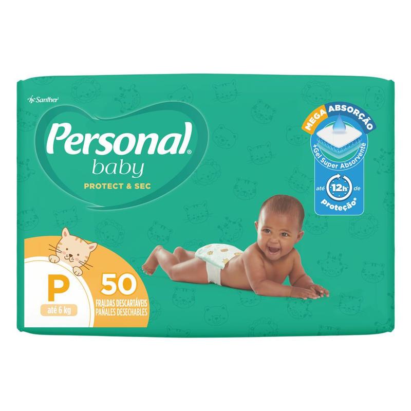 Fralda Personal Baby Protect & Sec Tamanho P com 50 Fraldas ...