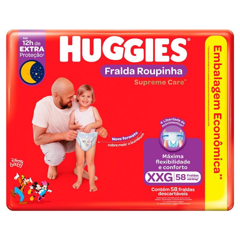 Fralda Roupinha Huggies Supreme Care Tamanho XXG 58 Unidades ...