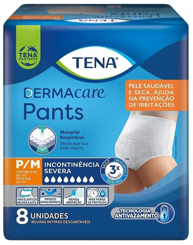 Fralda Tena Pants Derma Care P/M com 8 unidades - Fralda Geriátrica ...