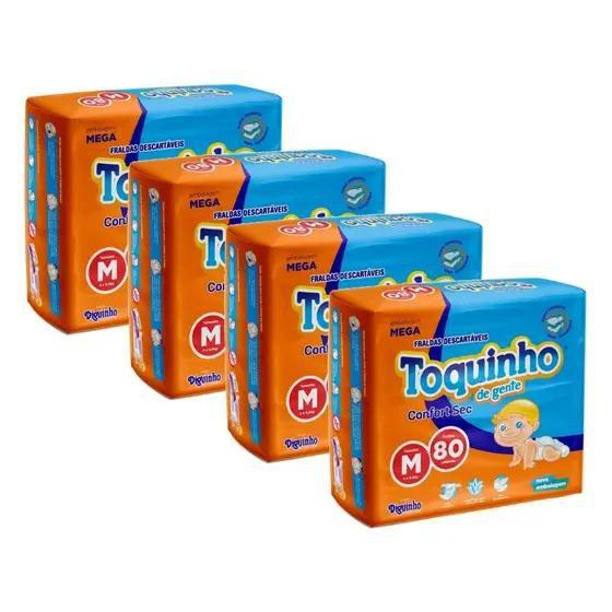 Fralda Toquinho de Gente 4 Pacotes Tamanho M - 320 Unidades - Fralda ...