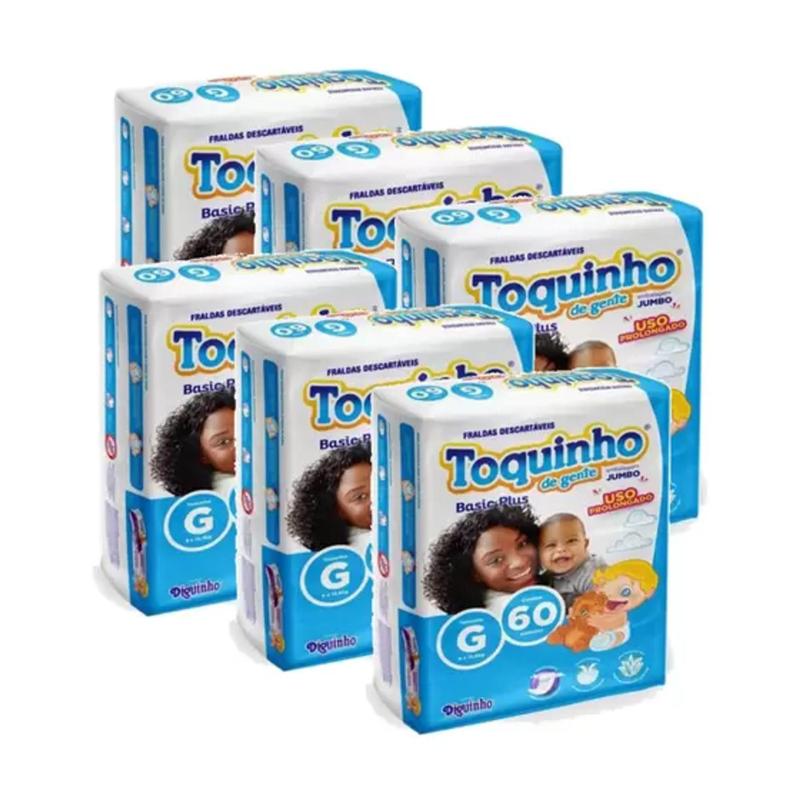 Fralda Toquinho de Gente Basic Plus 6 Pacotes Tamanho G - 60 Unidades ...