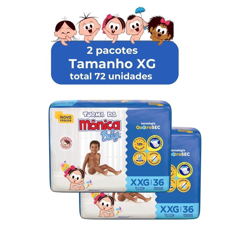 Fralda turma da mônica baby Mega kit 2 pacotes - ONTEX - Fralda ...