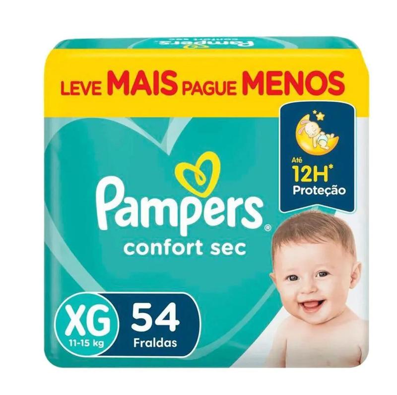 Fraldas Pampers Confort Sec Bag XG 54 Unidades - Fralda Descartável ...