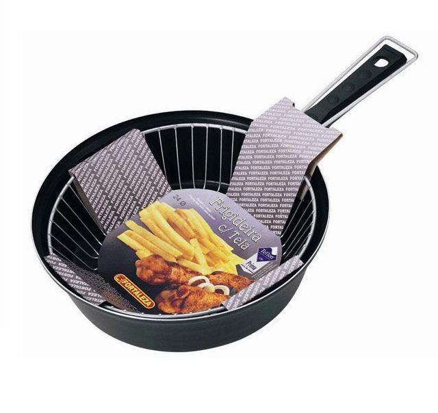 Frigideira Alta 24Cm Com Cesto Fritadeira Fortaleza - Preta ...