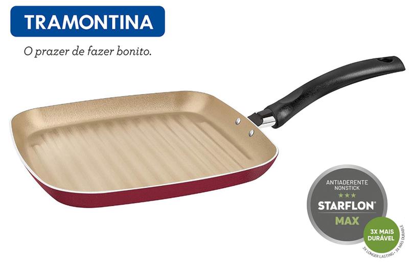 Frigideira Bistequeira Quadrada Antiaderente 24cm Tramontina Turim - Frigideira - Magazine Luiza