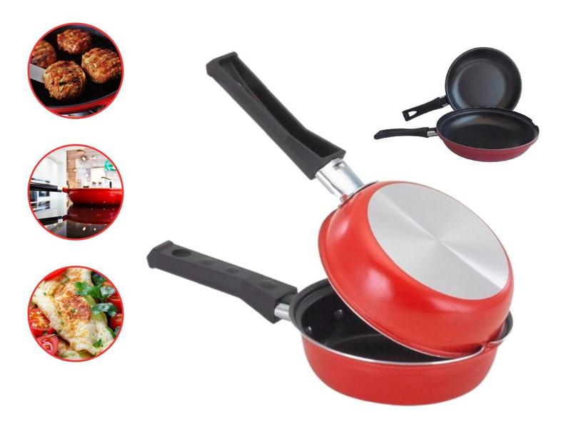 Frigideira Dupla Antiaderente para Omeletes Hamburguês 14cm - Compre Já ...