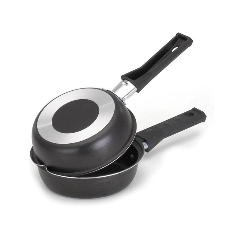 Frigideira Dupla Hamburgueira e Omeleteira Antiaderente 14 cm Preto ...