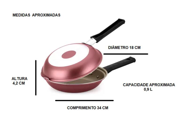 Frigideira dupla omeleteira com revestimento antiaderente cor cherry ...