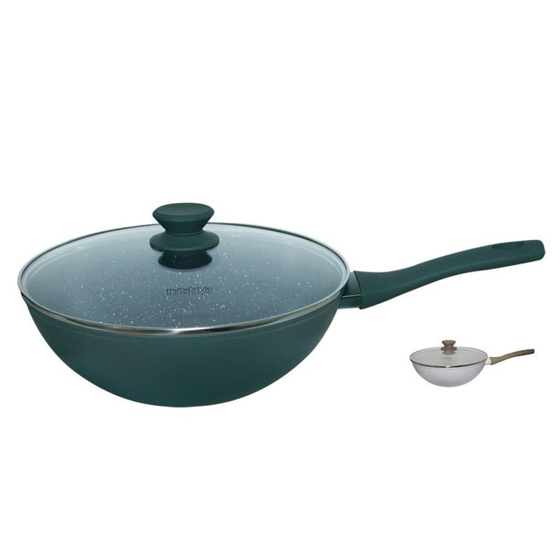 Frigideira Grande Funda com Tampa Panela Wok Antiaderente Ceramica ...