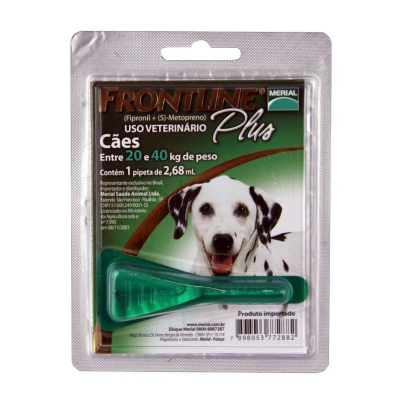 Frontline Plus Cães 20 a 40kg Antipulgas e Carrapatos Merial ...