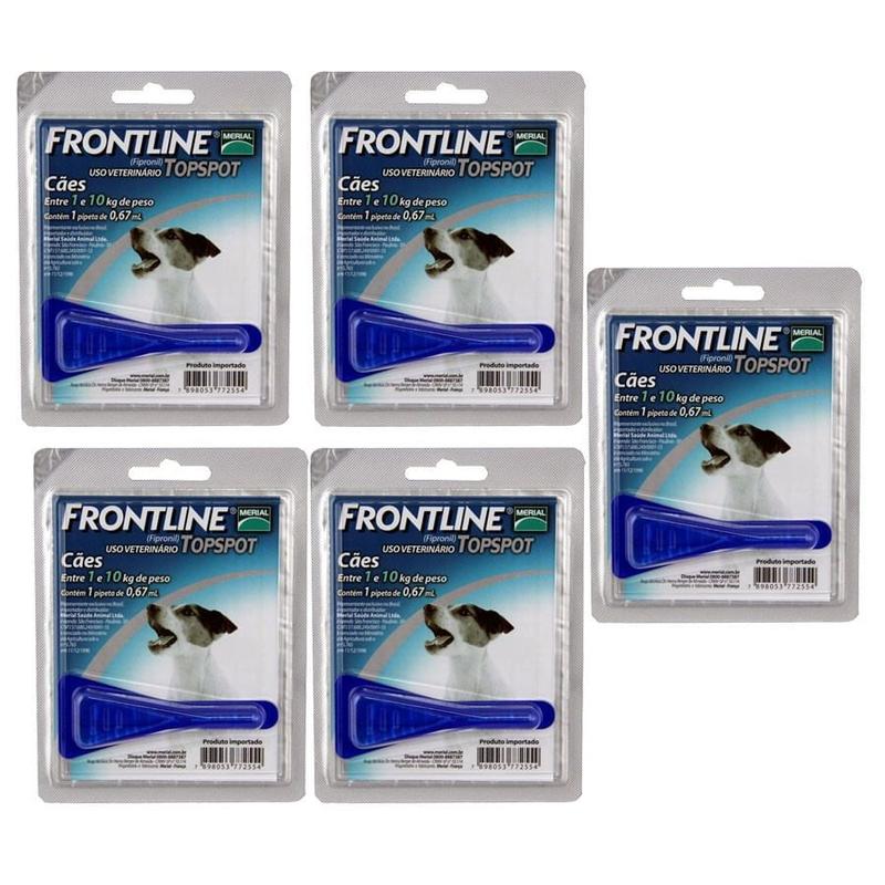 Frontline Top Spot Antipulgas e Carrapatos Cães até 10kg Kit 5 unidades ...