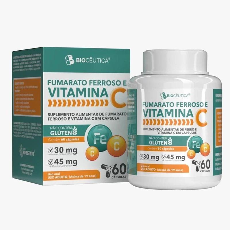 Fumarato Ferroso Vitamina C 60 Capsulas Biocêutica - Vitaminas A-Z ...
