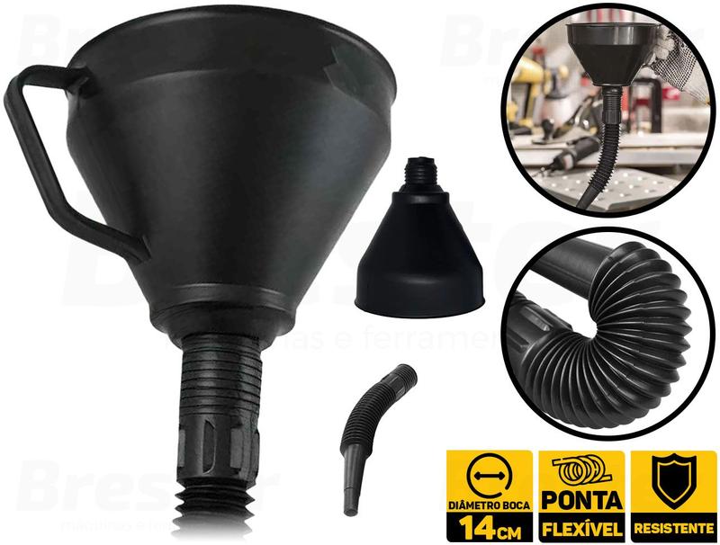 Funil Plástico Grande Multiuso Bico Flexível Com Filtro Abastecimento ...