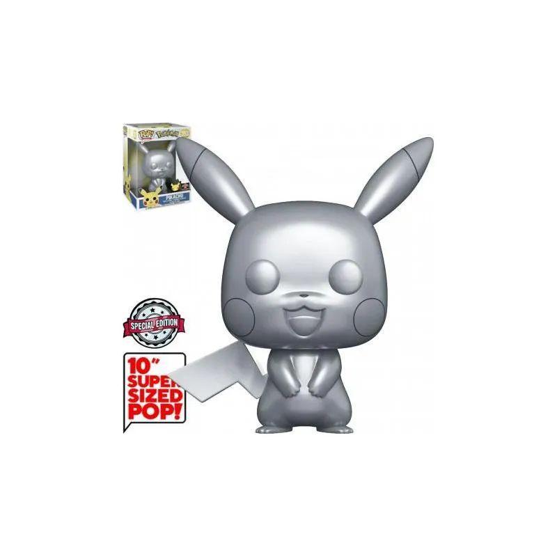 Funko Pop Pokemon Exclusive - Pikachu Silver Metallic 353 Super Sized ...