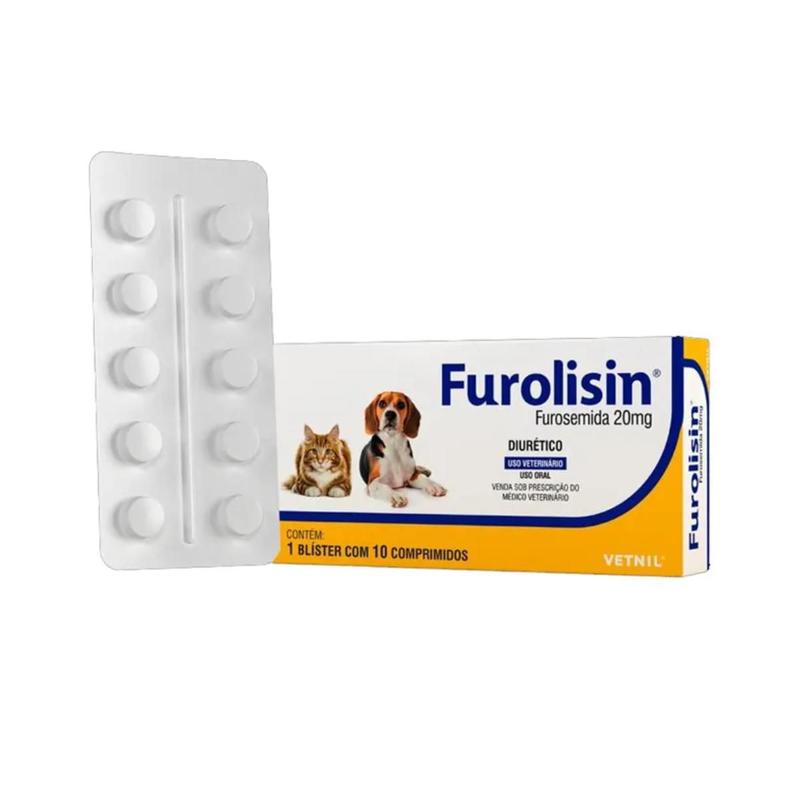 Furolisin Furosemida 20mg C/ 10 Comp Cães E Gatos Vetnil - Farmácia Pet ...