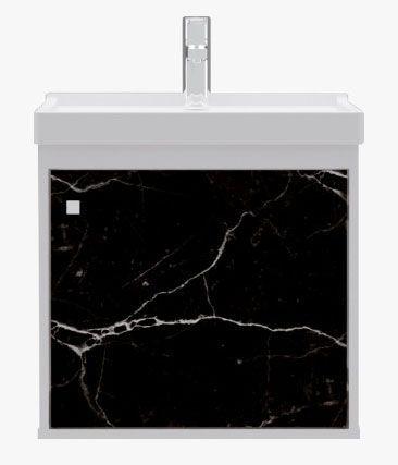 Gabinete banheiro branco com marmorizado preto - ibox - Balcão para ...