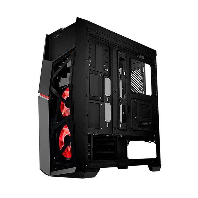 Gabinete Gamer Golem 221G Led Fan Vidro Temperado led verm GOLEM-221G ...