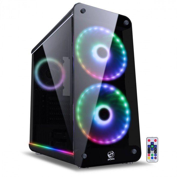Gabinete mid-tower solaris preto com 2 fan 20cm rgb com frontal e ...
