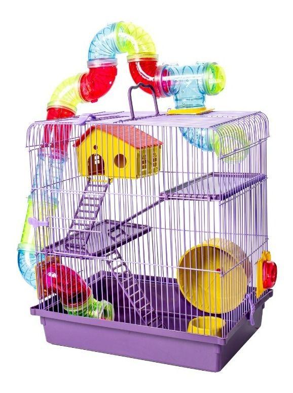 Gaiola Hamster Grande 3 Andares Luxo Com Tubo Rodinha Lilás - Jelplast ...