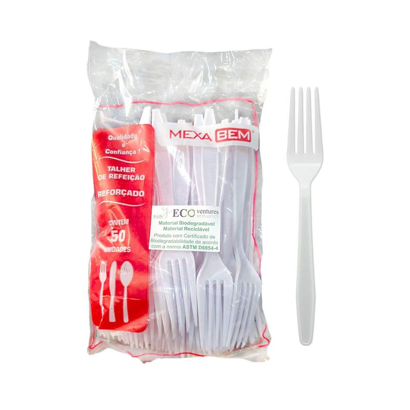 Garfo de Plástico Master Biodegradável Branco com 50 unidades Mexa Bem ...