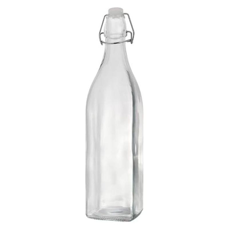 Garrafa De Agua de Vidro 1 Litro Tampa Hermética Transparente ...