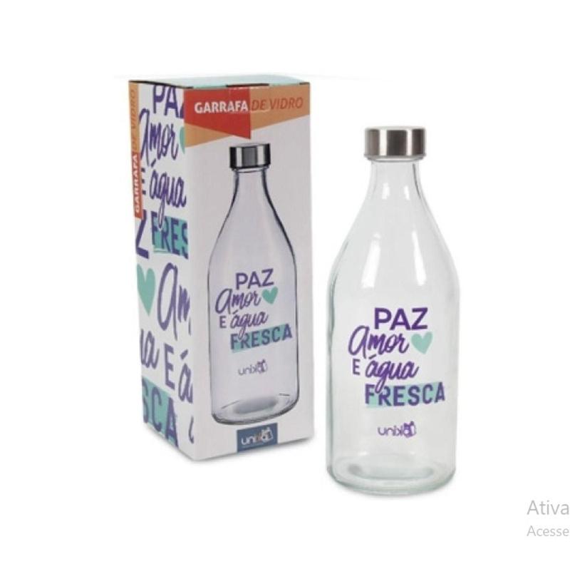 Garrafa de vidro paz amor e água fresca - UNIKA - Garrafa - Magazine Luiza