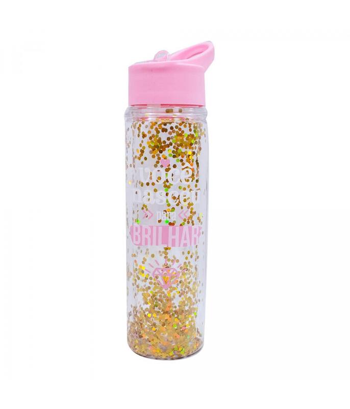Garrafa Rosa Glíter Brilhar 600 ml Projeto Kiwi - Taimes - Garrafa ...