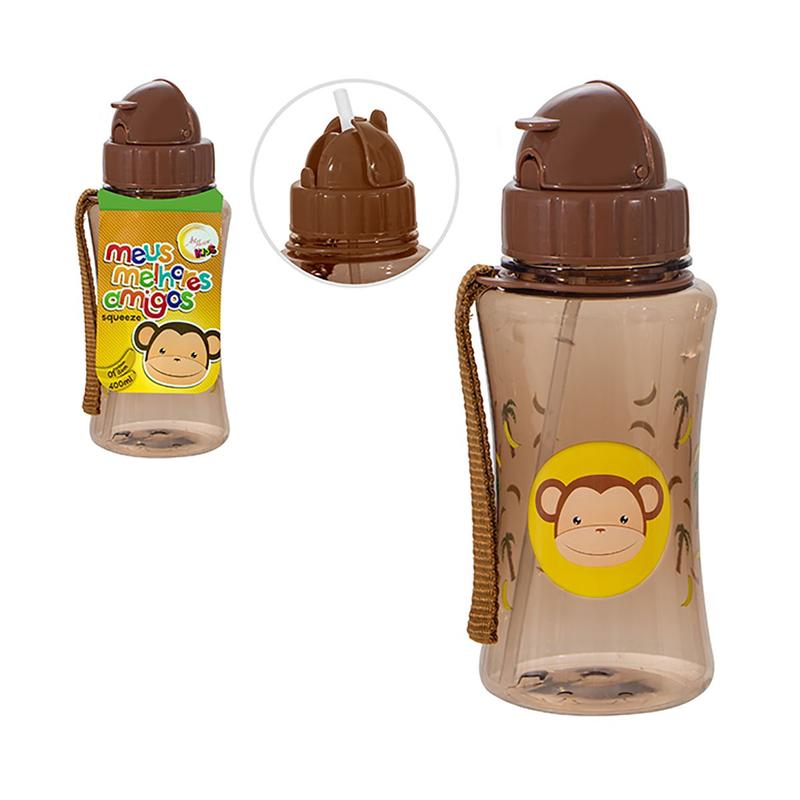 Garrafa Squeeze Infantil Inox e Plástico Escolar Animais Garrafinha ...