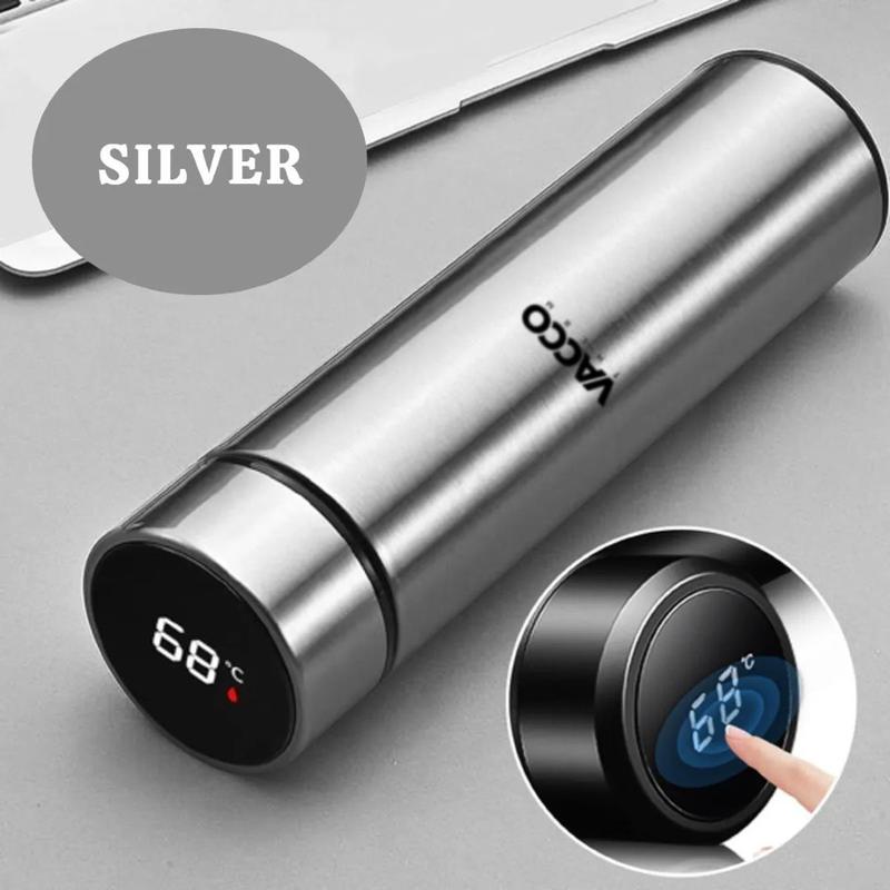 Garrafa Térmica 480ml A Vácuo Visor Led Temperatura Prata - Vacco - Garrafa Térmica - Magazine Luiza