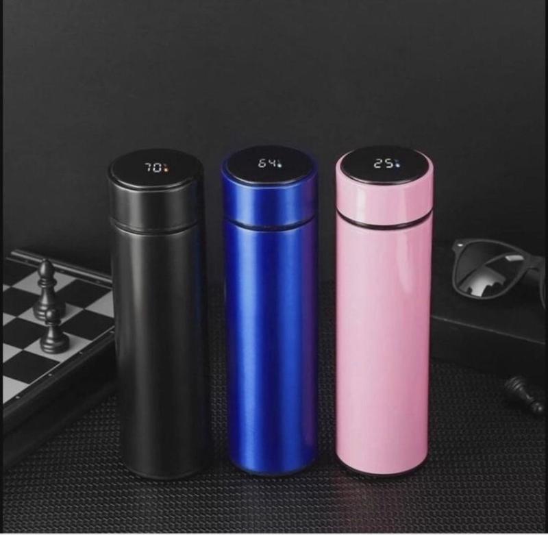 Garrafa Termica Com Medidor Temperatura Digital Em LED Touch 500ml ...