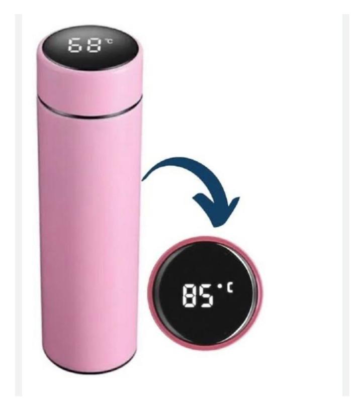 Garrafa Termica Com Medidor Temperatura Digital Em LED Touch 500ml ...